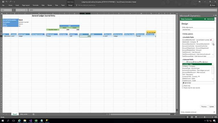 Add Financial Dimensions and lookups to Excel templates in D365 F&O ...